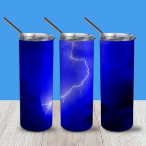 Blue Lightning PNG Tumbler Wrap, Includes 5 Designs 20oz Skinny Tumbler ...