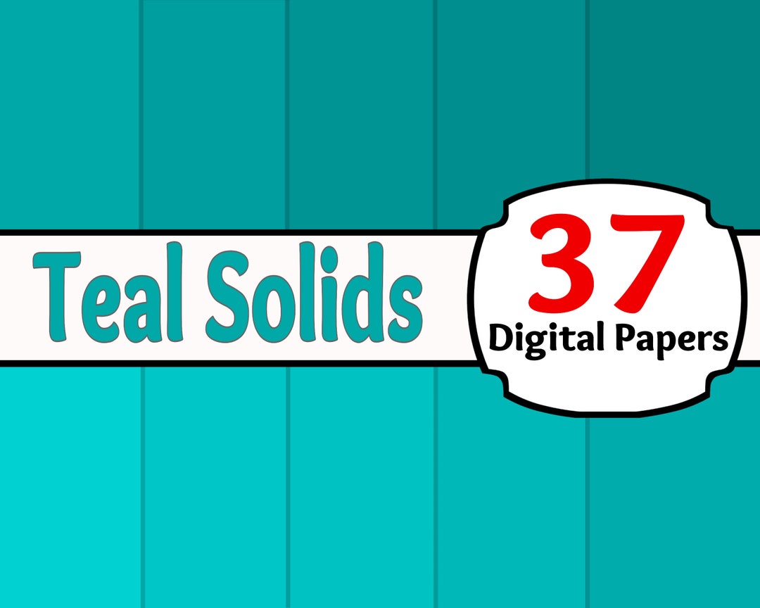Teal Digital Paper Pack 37 Shades of Teal Plain Solid Colors - Etsy