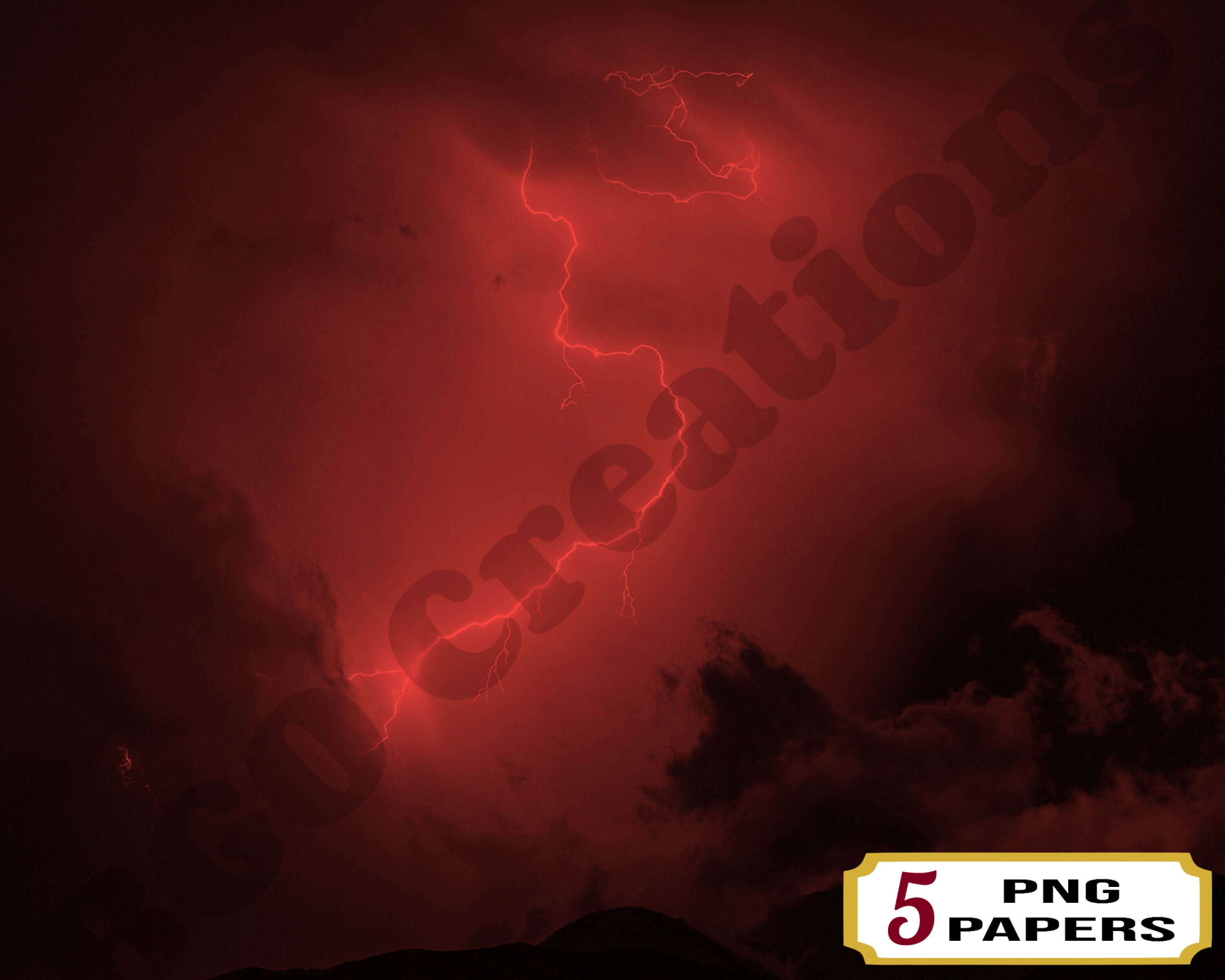 Red Lightning PNG Digital Paper Pack 5 Photography Background - Etsy