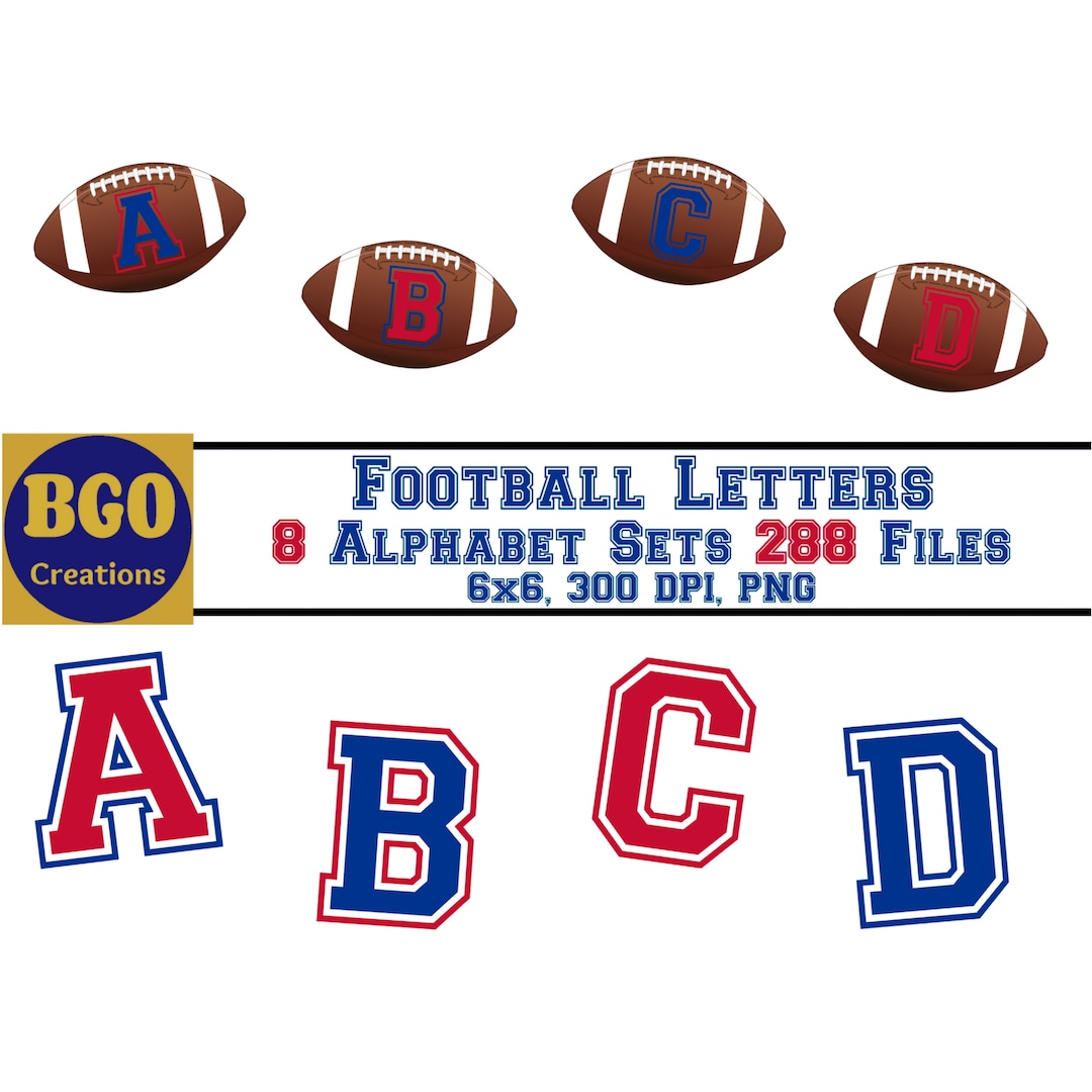 Blue & Red Digital Football Alphabet, PNG Letters/numbers, 8 Alphabet ...