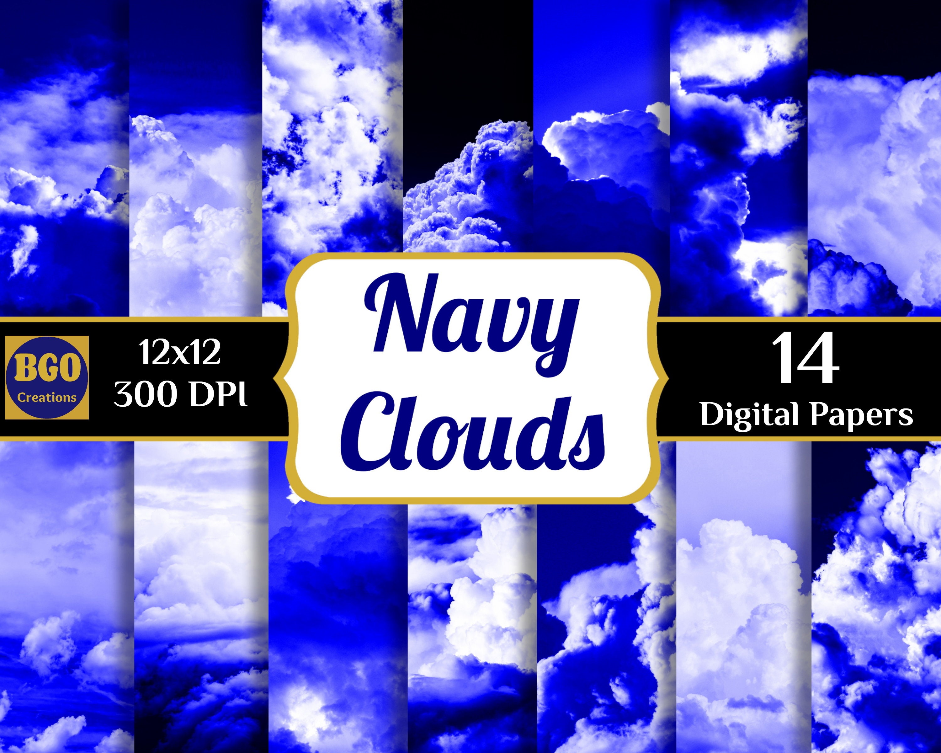 Navy Blue Clouds Digital Paper Pack 14 Scrapbooking Papers - Etsy