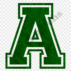 Green Flames Varsity Sports Alphabet, 26 PNG Letters & 10 Numbers ...