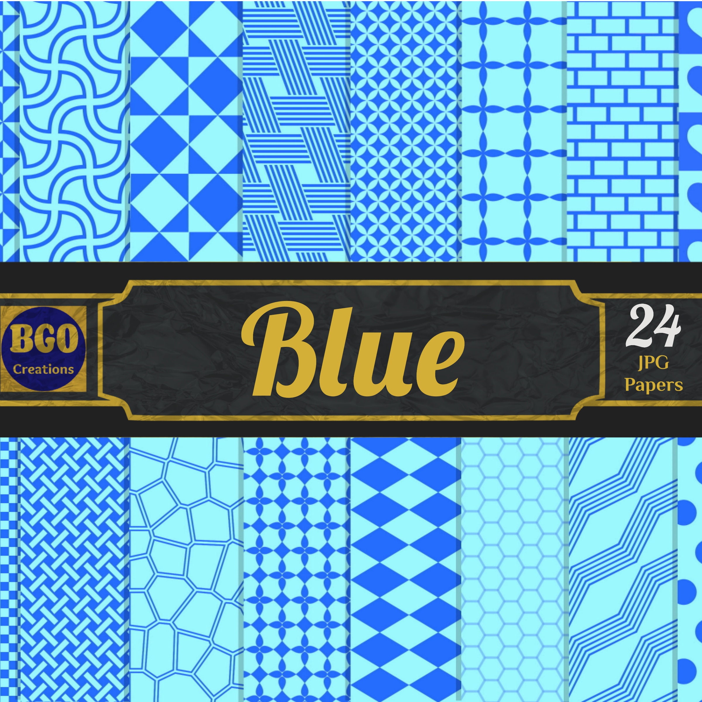 Blue Digital Paper Pack Blue Digital Papers Bundle Pattern - Etsy