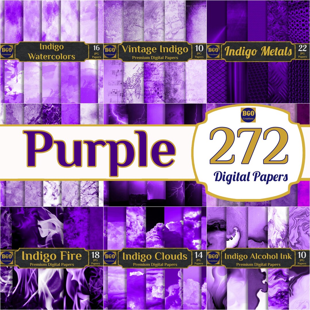 Purple Digital Paper Bundle, 272 JPG Papers, Purple Textures, Solids ...