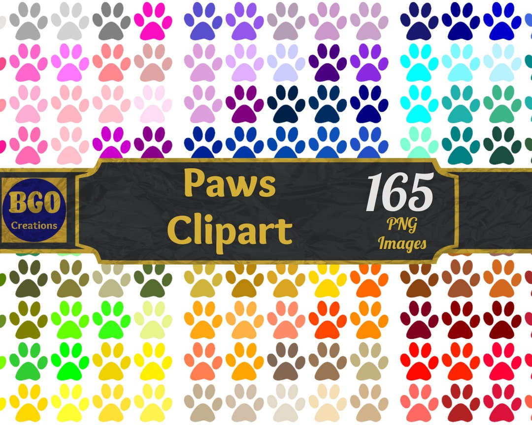 165 Colors PNG Paw Prints PNG Clip Art 165 Paws Digital - Etsy UK