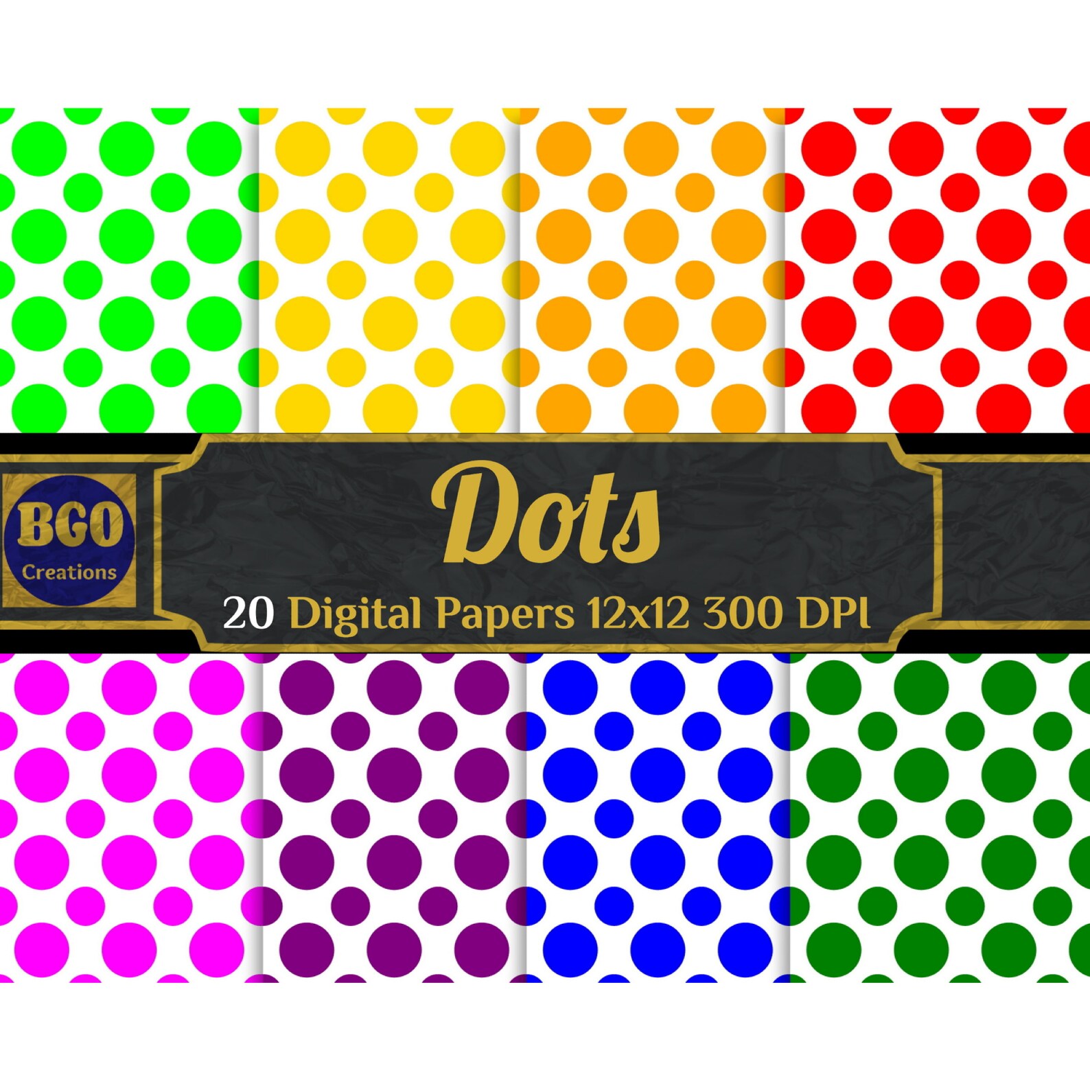20 Colors Seamless Dots Digital Paper Pack, 20 Polka Dot Pattern Papers ...
