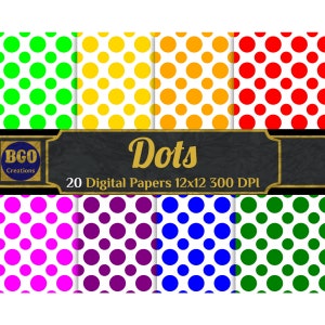 20 Colors Seamless Dots Digital Paper Pack, 20 Polka Dot Pattern Papers ...