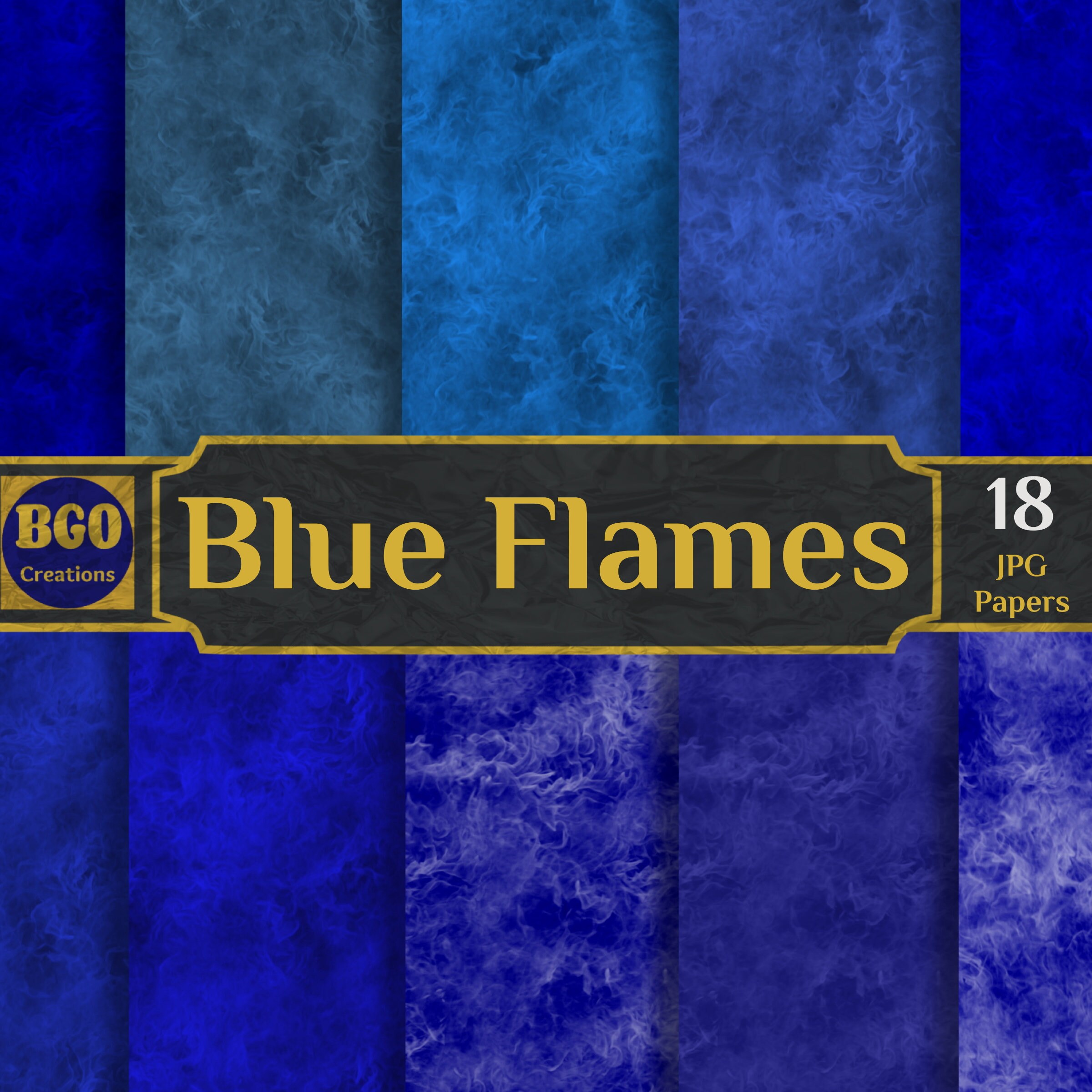 Blue Flames Digital Paper Pack 18 Fire Textured Scrapbooking - Etsy