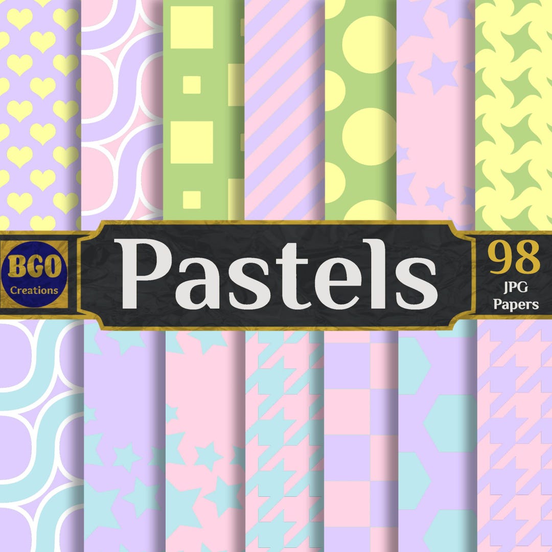 Pastel Patterns, Easter Colors Digital Paper Pack, 98 Seamless Pastels ...