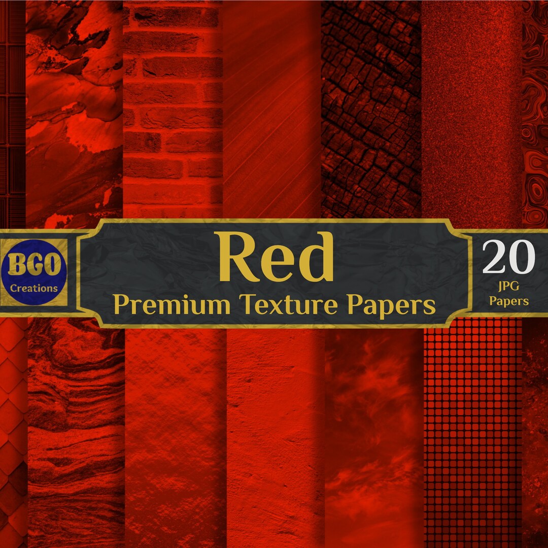 Rich Red Digital Paper Pack, 20 Various Textures, Two Tone Red ...