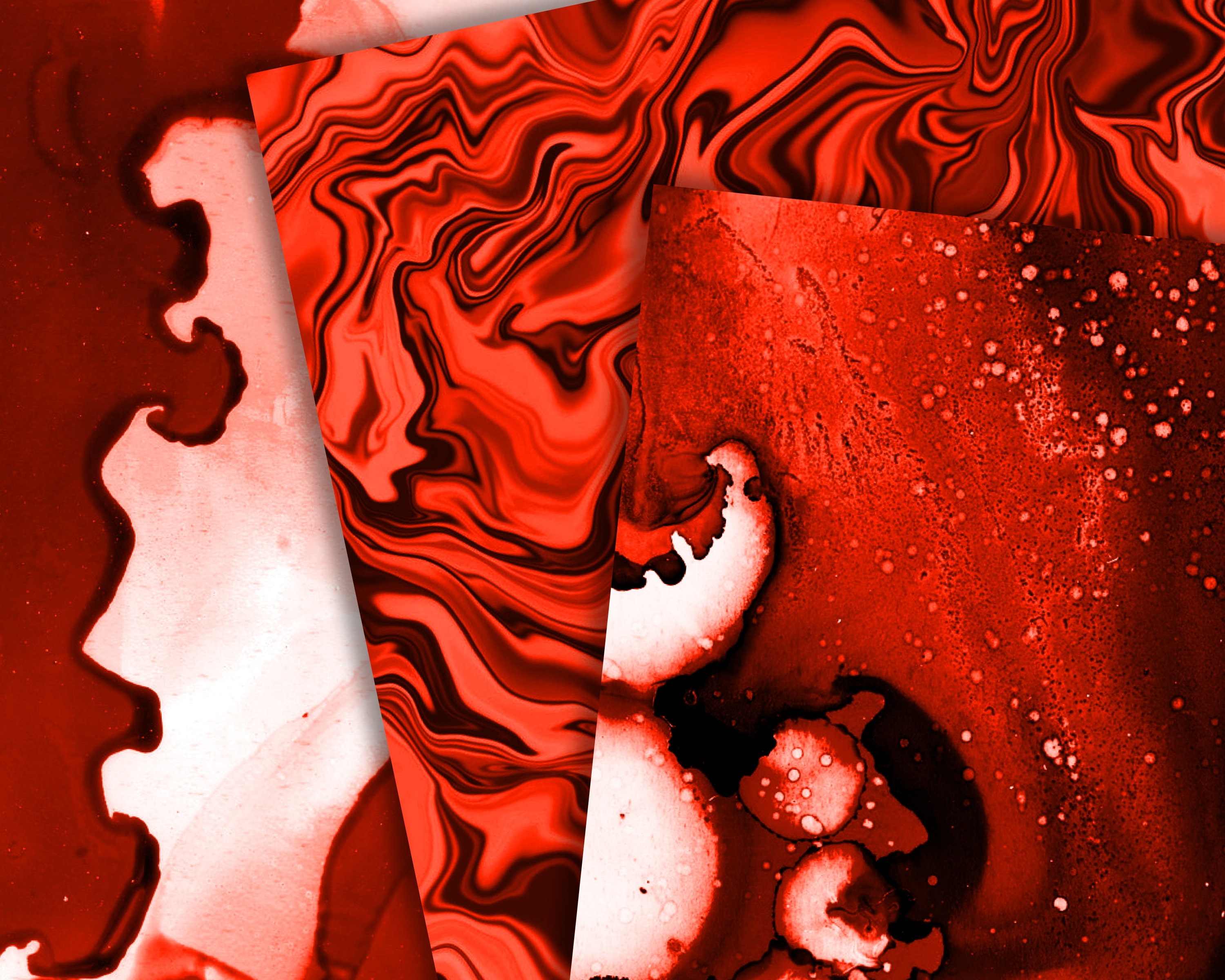 Scarlet Alcohol Ink Digital Paper Pack, 10 Red Texture JPG Papers ...