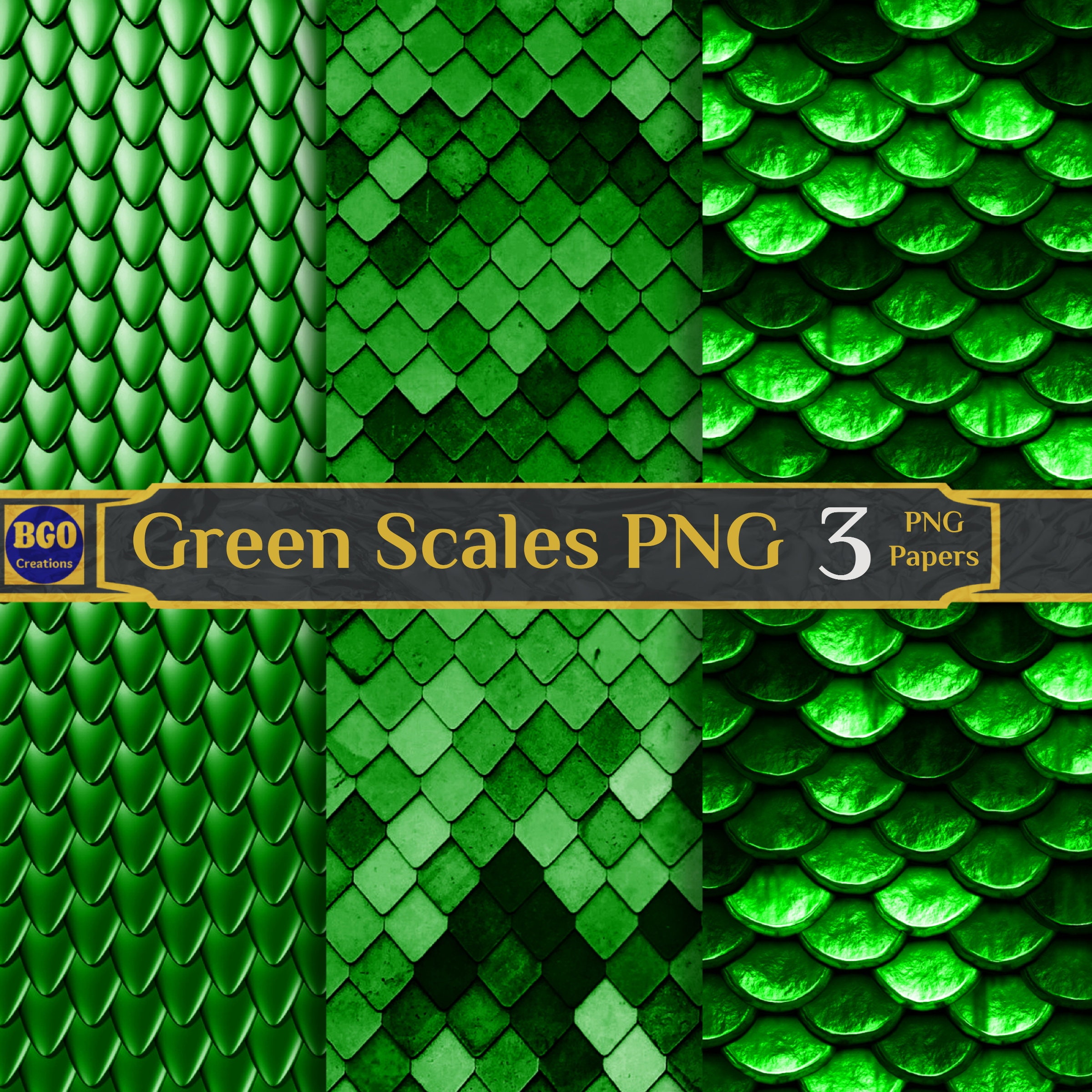 Green Scales PNG Digital Paper Pack, 3 Photography Background Texture ...