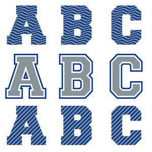 Blue & Silver Digital Football Alphabet, Sports Letters/numbers, 12 ...