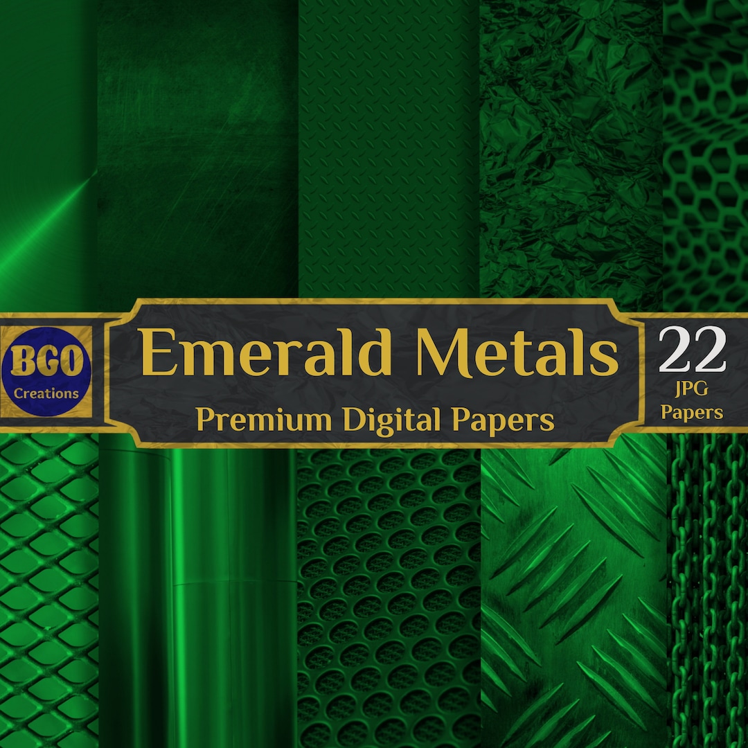 22 Emerald Metals Digital Paper, Brass Digital Paper, Brushed Metal ...