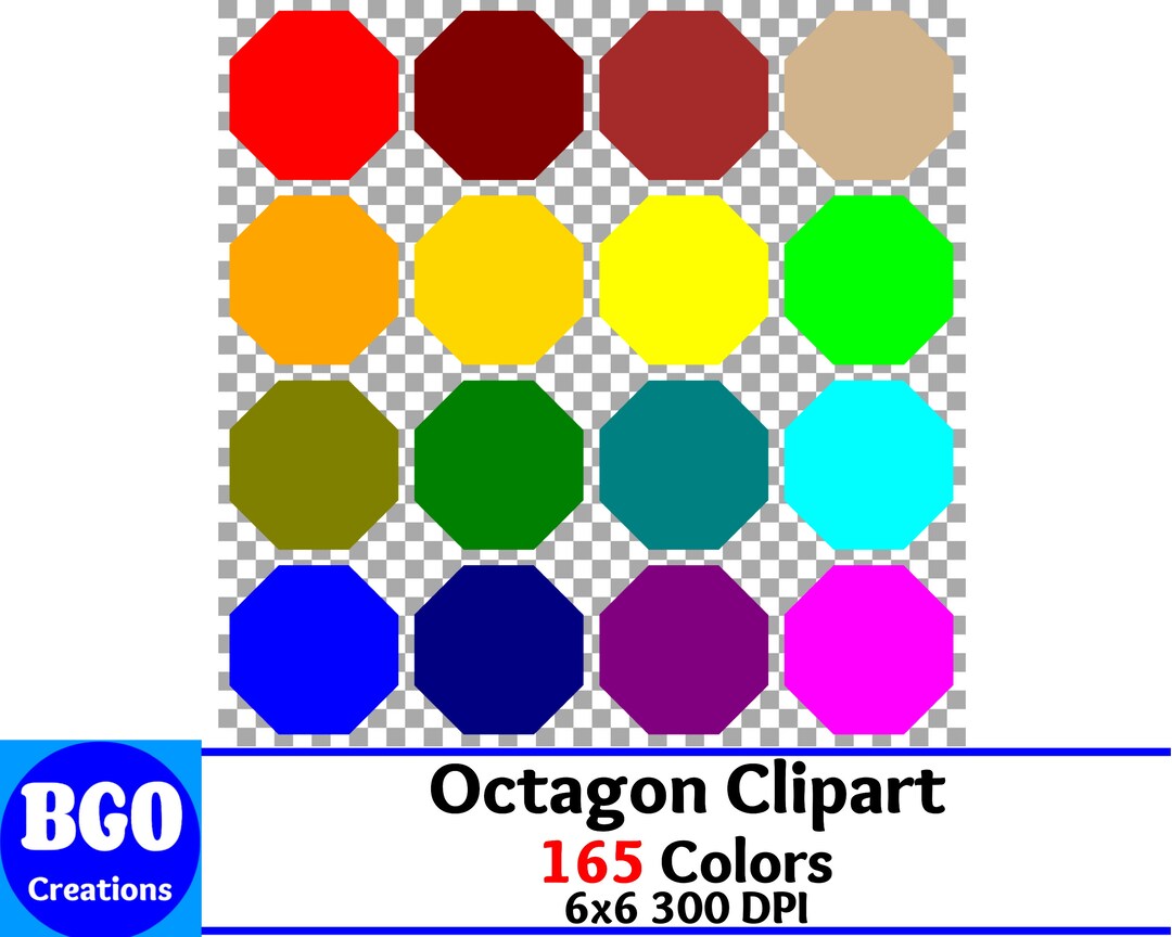 165 Colors PNG Octagon PNG Clip Art 165 Octagons Digital - Etsy UK