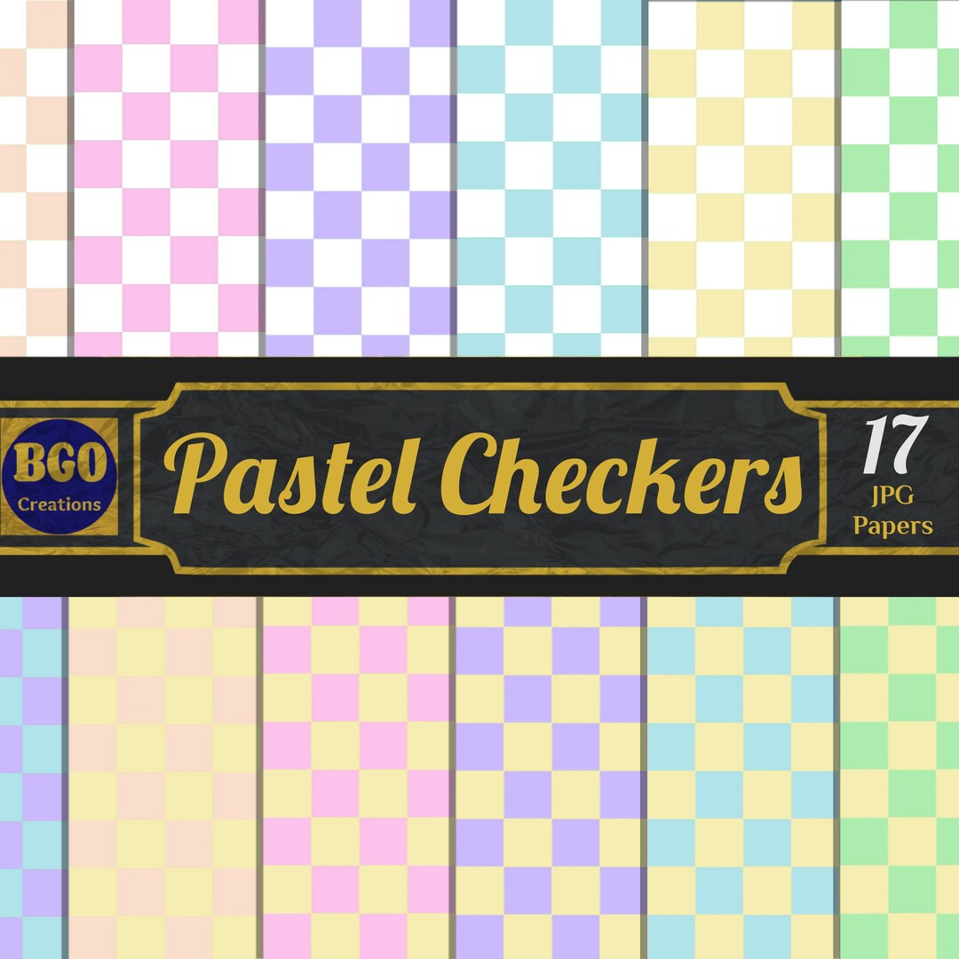 Pastel Checkers Digital Paper Pack, 17 Seamless Printable Checker ...