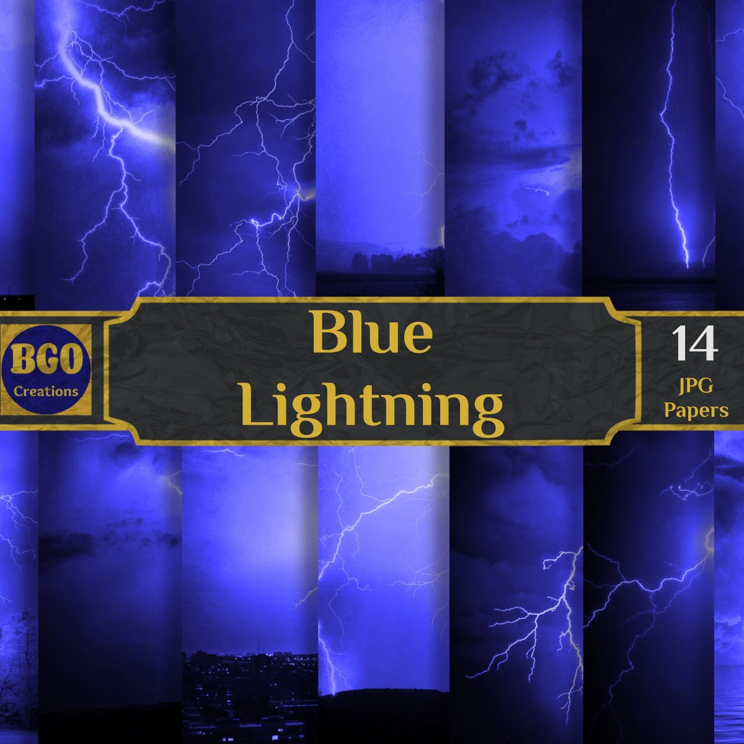 Blue Lightning Digital Paper Pack 14 Textured Scrapbooking - Etsy