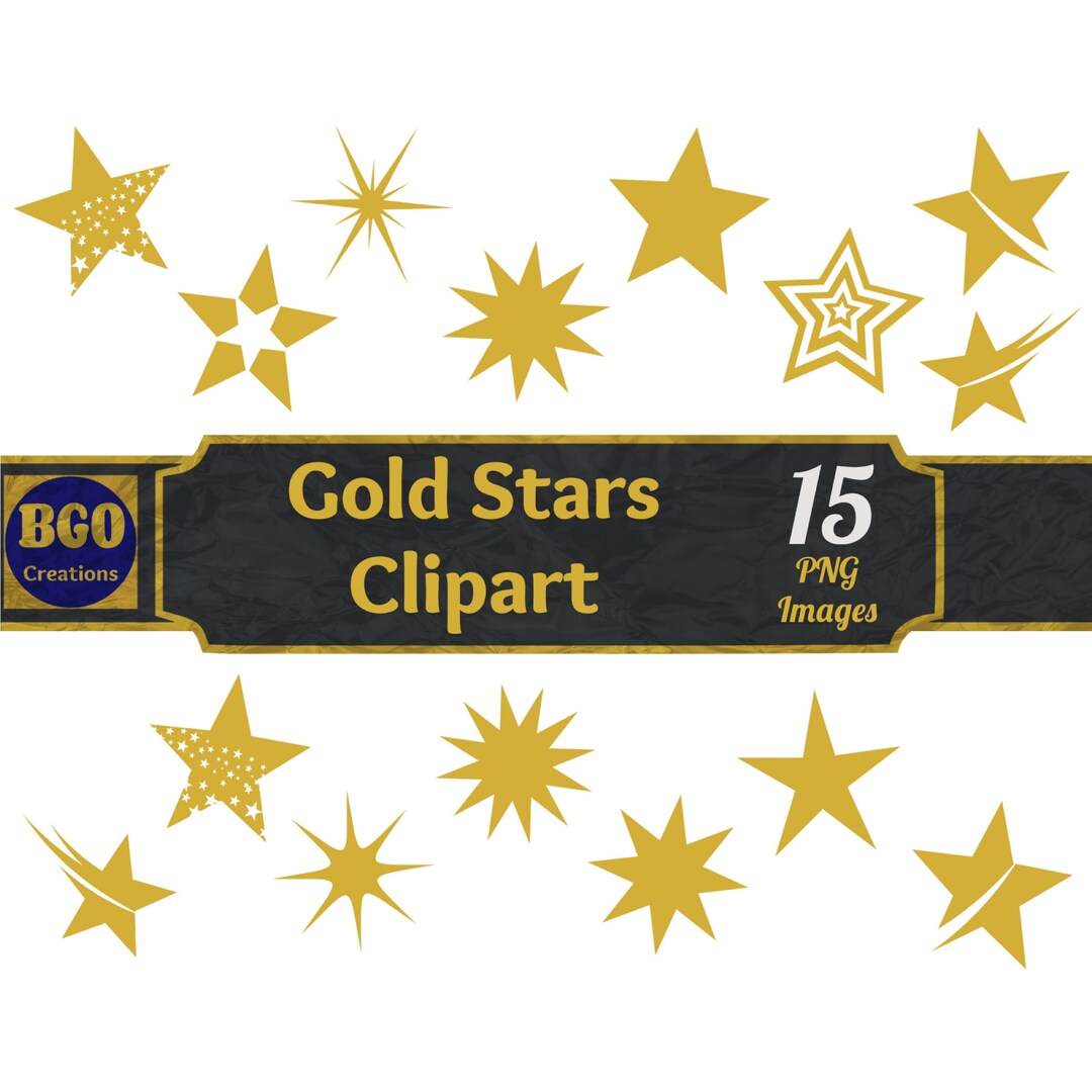 Gold Stars PNG Bundle, 15 Star Images, Printable Stars Clipart, Stars ...