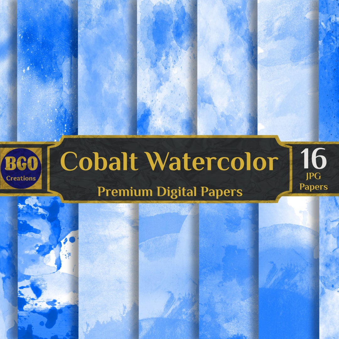 Cobalt Watercolors Digital Paper Pack, 16 Scrapbooking Papers ...