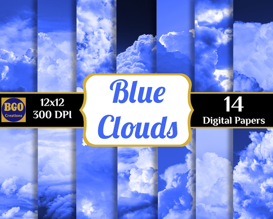 Blue Clouds Digital Paper Pack 14 Scrapbooking Papers Cloud - Etsy