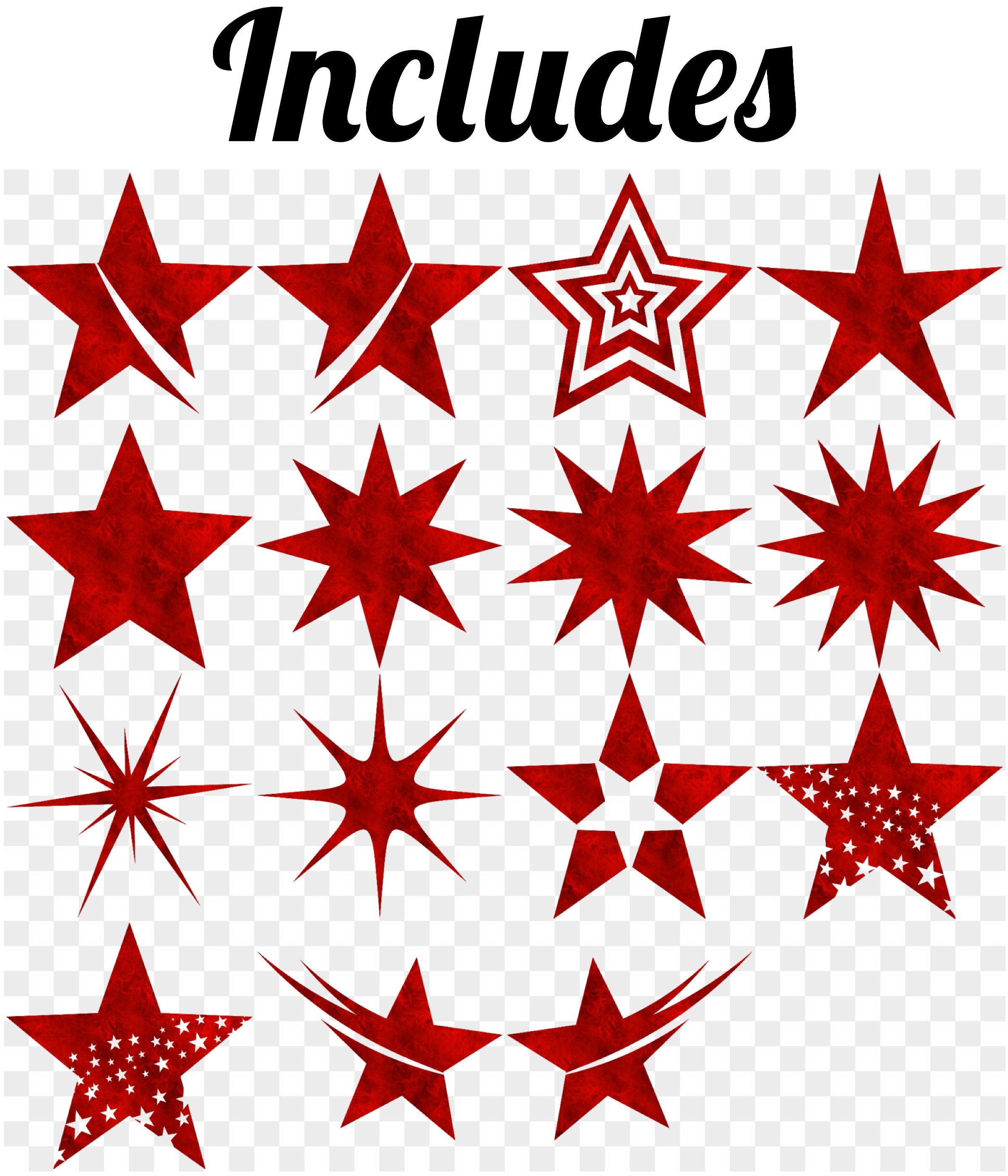 Red Fire Stars PNG Bundle, 15 Fiery Red Star Images, Printable Flame ...