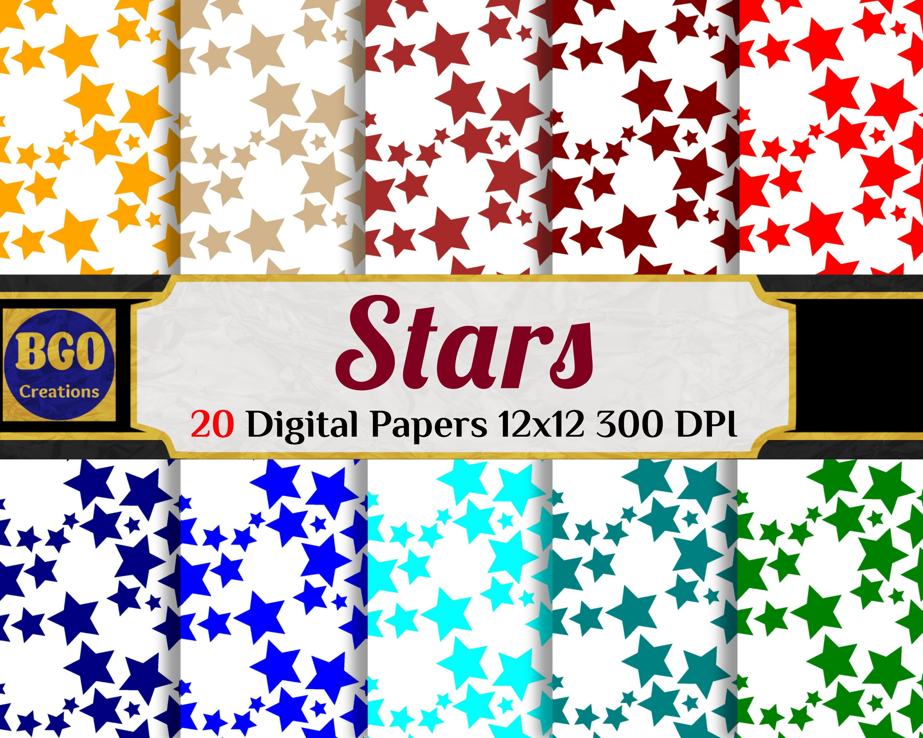 20 Colors Seamless Stars Digital Paper Pack 20 Star Pattern - Etsy
