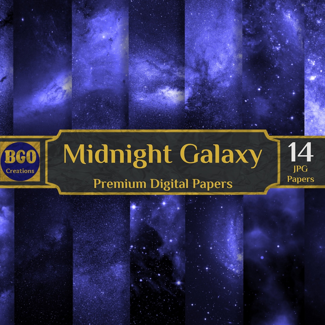 Midnight Blue Galaxy Stars Digital Paper 14 Space Backgrounds ...