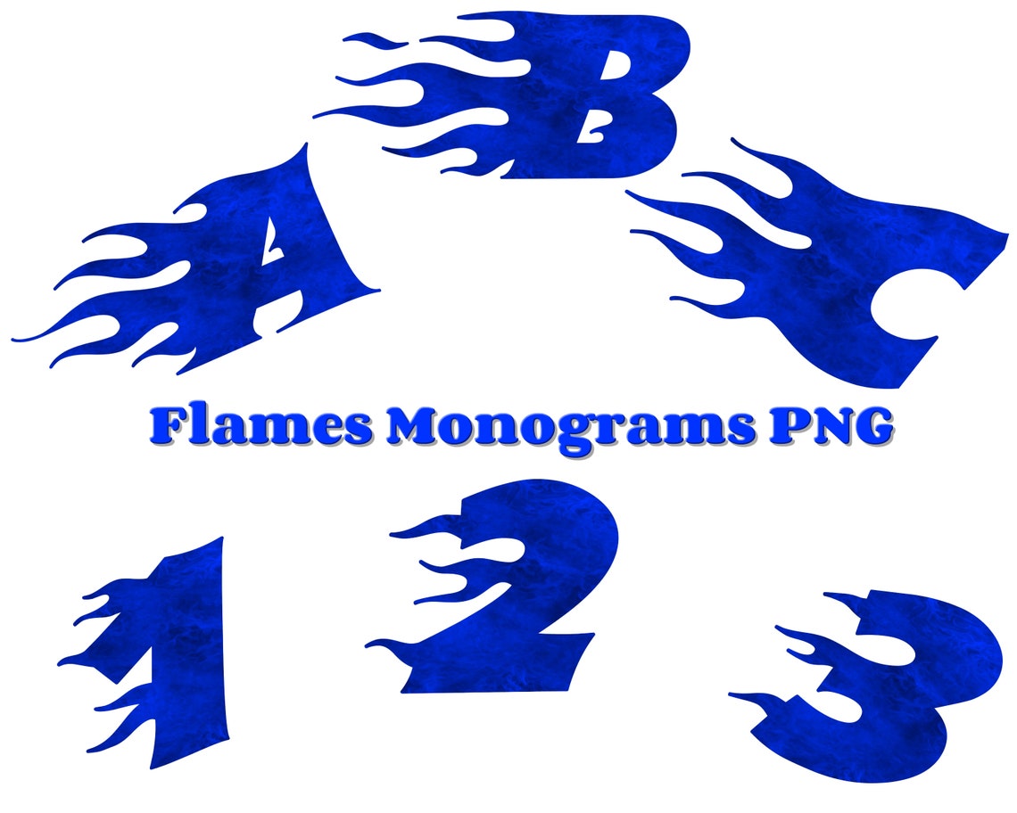 Blue Flame Letters Flame PNG Letters Flame Monogram Flames | Etsy