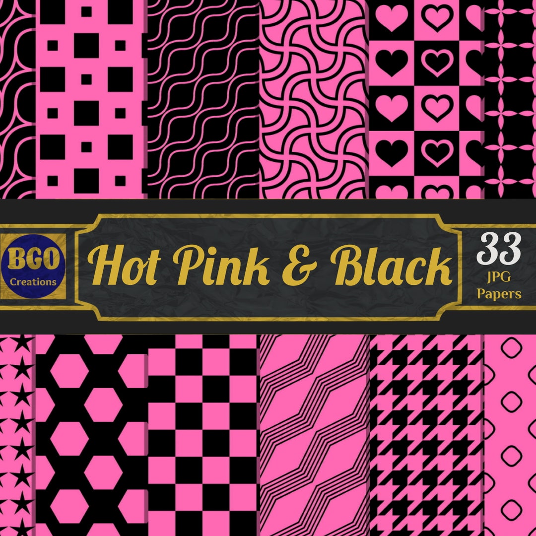 Hot Pink and Black Patterns, 33 Seamless Printable Sublimation ...