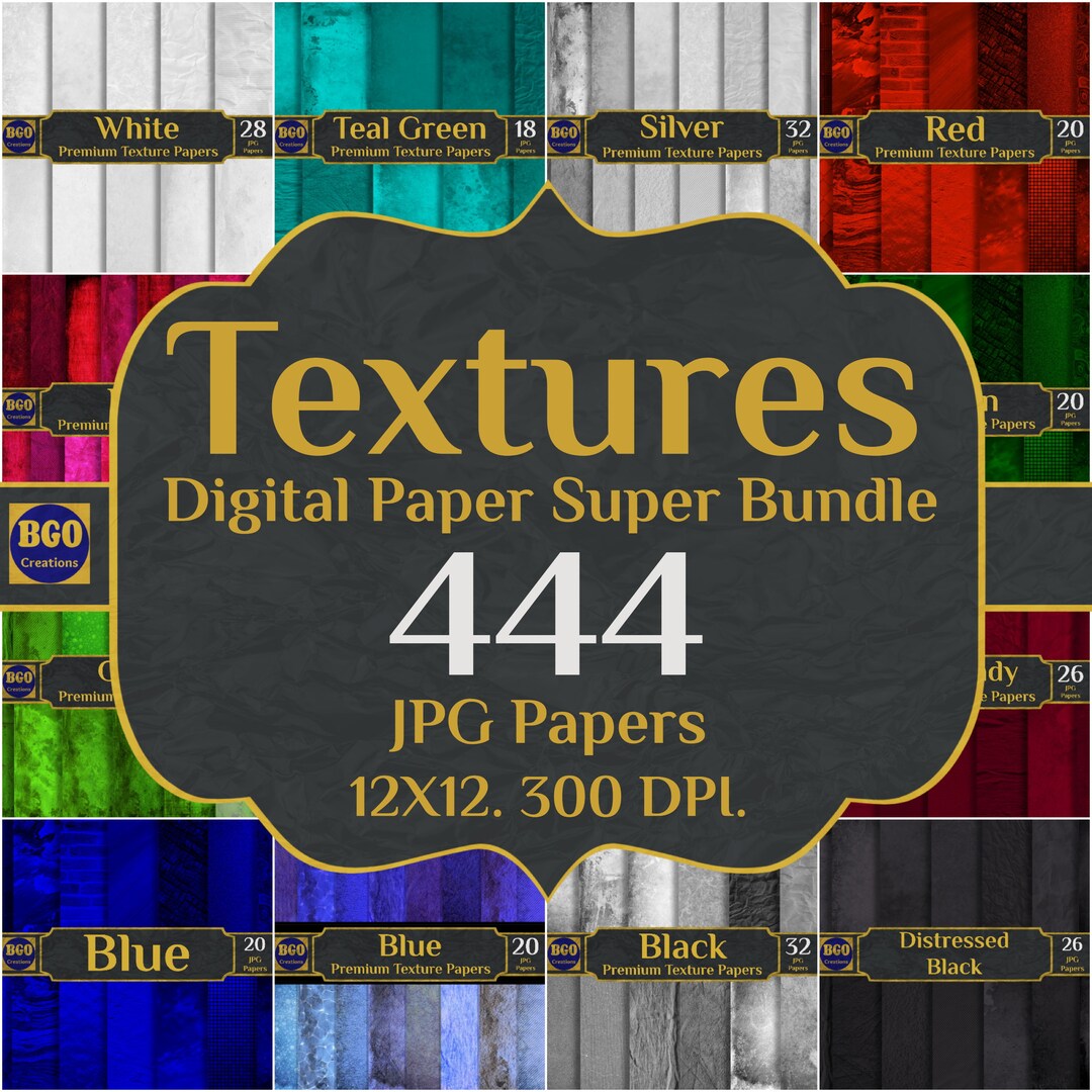 Textures Digital Paper Bundle, 444 JPG Papers, Printable Digital ...