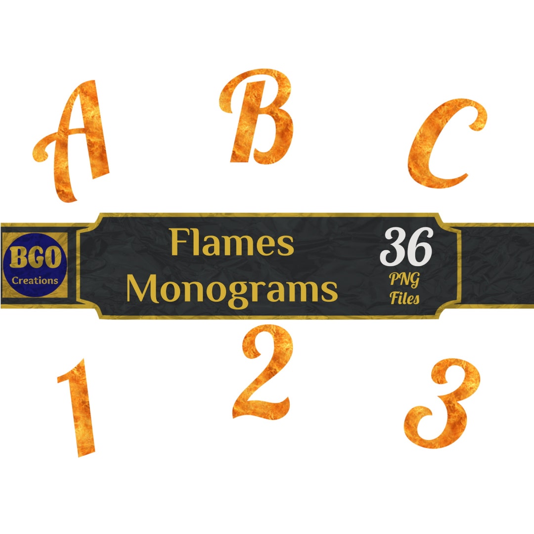 Flame Letters, Flame Textured PNG Letters, Flame Monogram, Flames ...