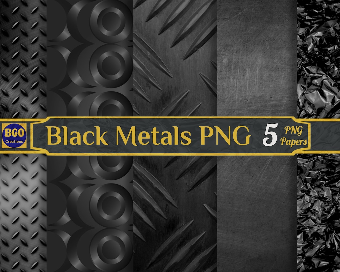 Black Metals PNG Digital Paper Pack 5 Metallic Texture PNG - Etsy