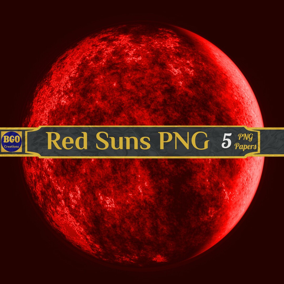 Red Suns PNG Digital Paper Pack, 5 Photography Background Stars Texture ...