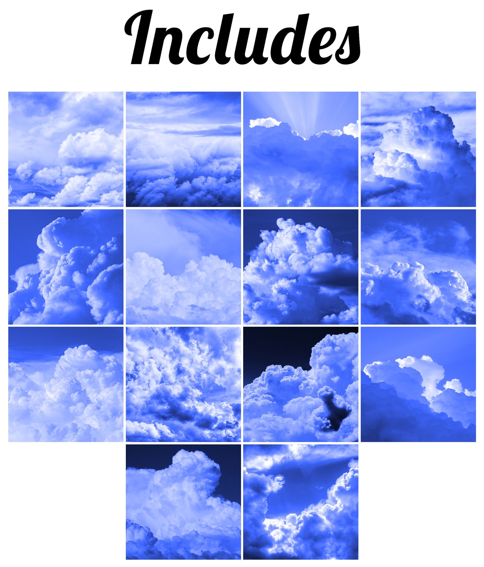 Blue Clouds Digital Paper Pack, 14 Scrapbooking Papers, Cloud Textures ...