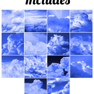 Blue Clouds Digital Paper Pack, 14 Scrapbooking Papers, Cloud Textures ...