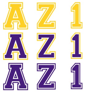 Purple & Gold College Sports Alphabet 6 Alphabet Sets, Monograms ...