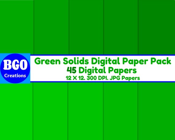 Green Digital Paper Pack 45 Shades of Solid Green Colors | Etsy