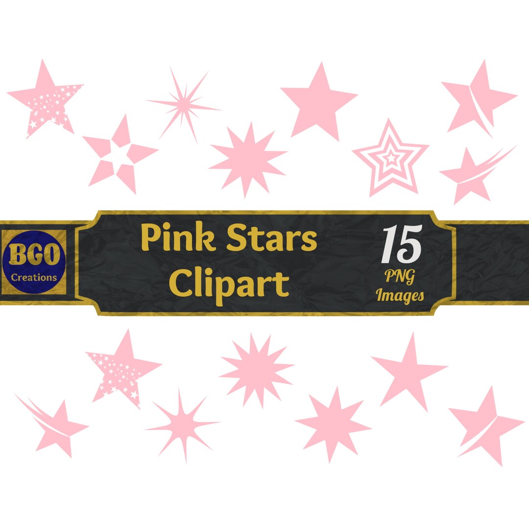 Pink Stars PNG Bundle, 15 Star Images, Printable Stars Clipart, Stars ...