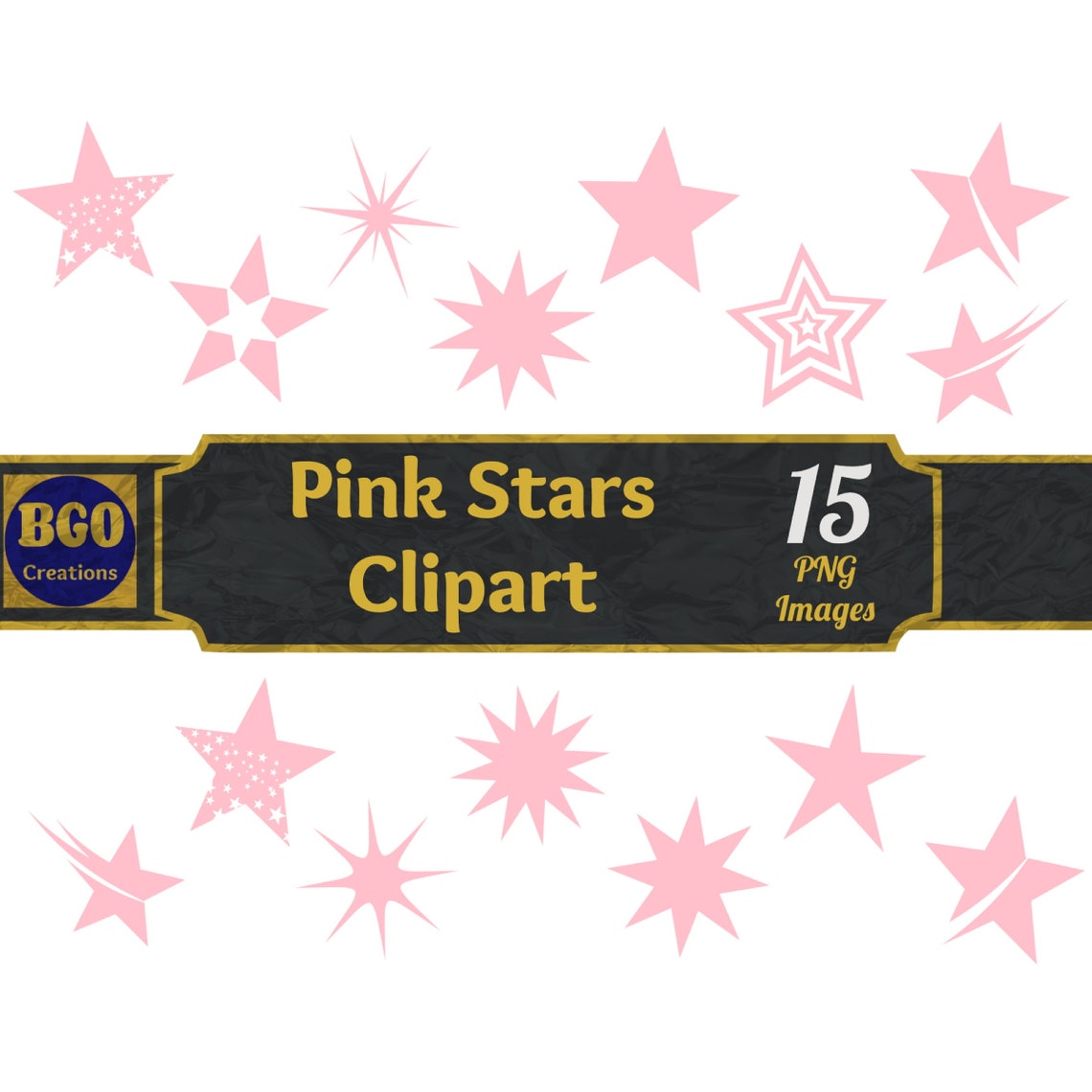 Pink Stars PNG Bundle, 15 Star Images, Printable Stars Clipart, Stars ...