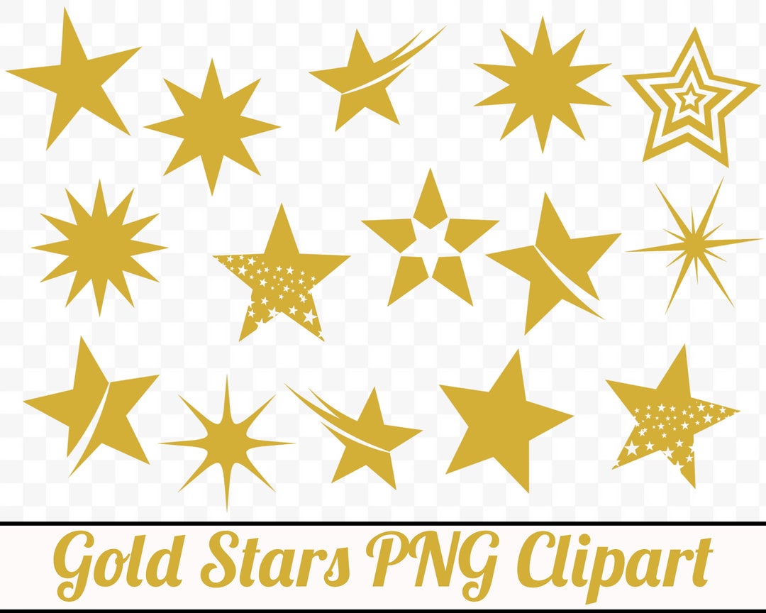 Gold Stars PNG Bundle 15 Star Images Printable Stars - Etsy
