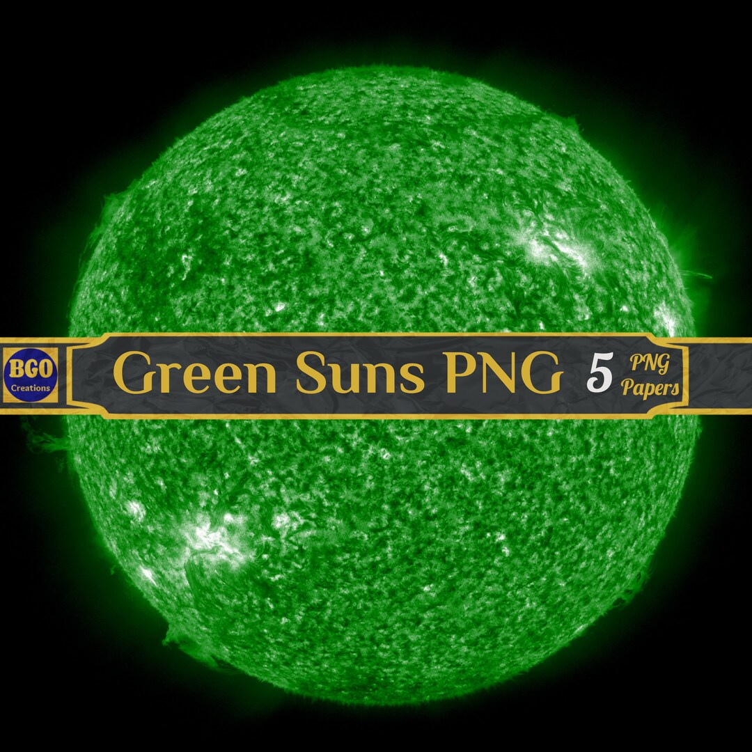 Green Suns PNG Digital Paper Pack, 5 Photography Background Stars ...