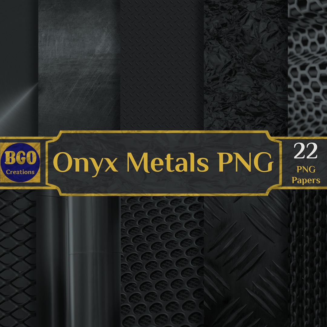 22 Onyx Metals PNG Digital Paper Pack, PNG Papers, Black Metallic Textures, Commercial Use ...