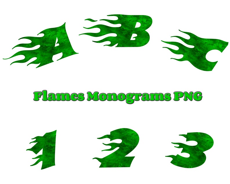 Green Flame Letters Flame PNG Letters Flame Monogram Flames | Etsy
