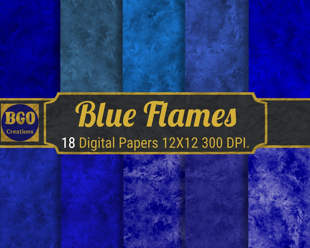 Blue Flames Digital Paper Pack 18 Fire Textured Scrapbooking - Etsy