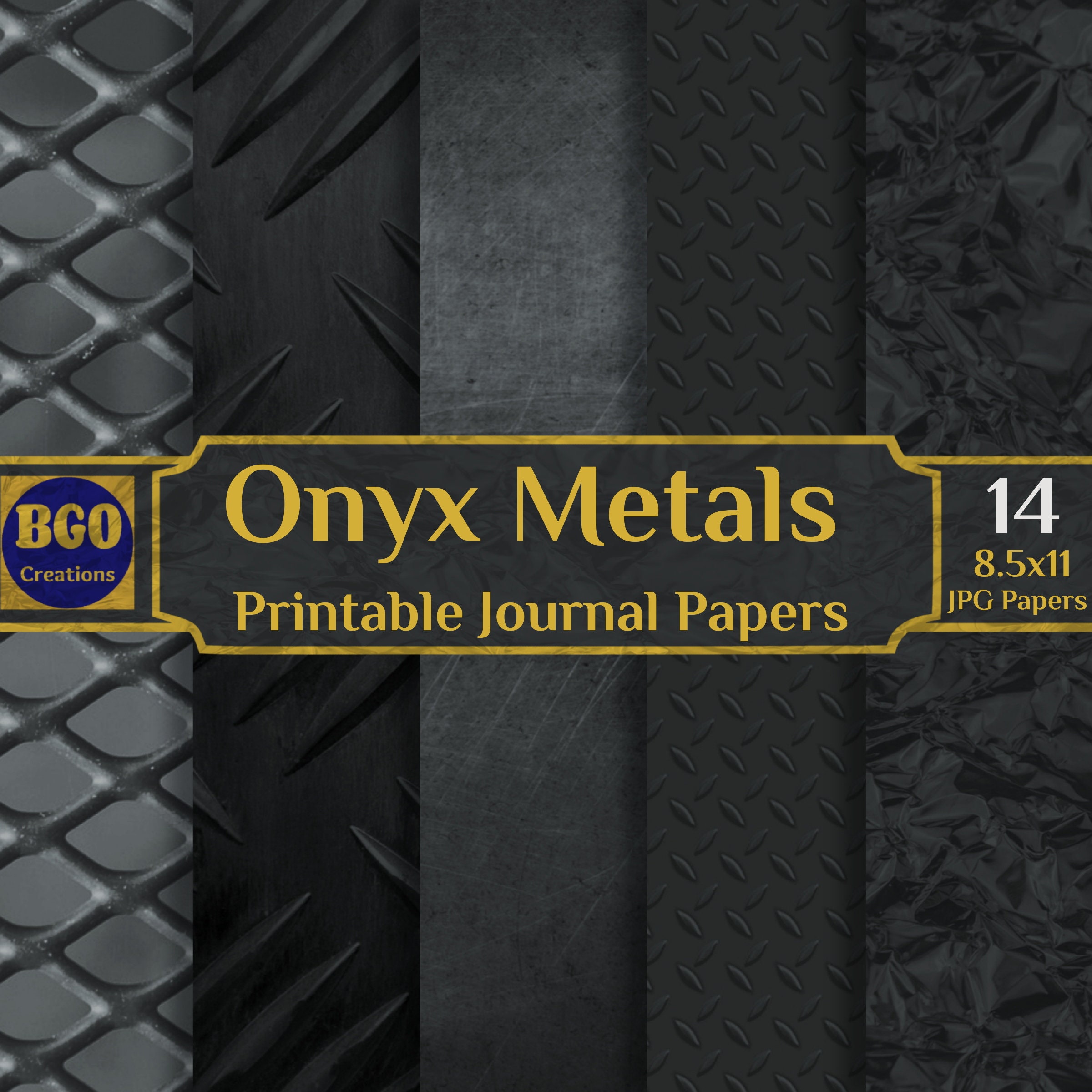 Onyx Metals Printable Junk Journal Pages, Metal Junk Journal Kit, Black ...