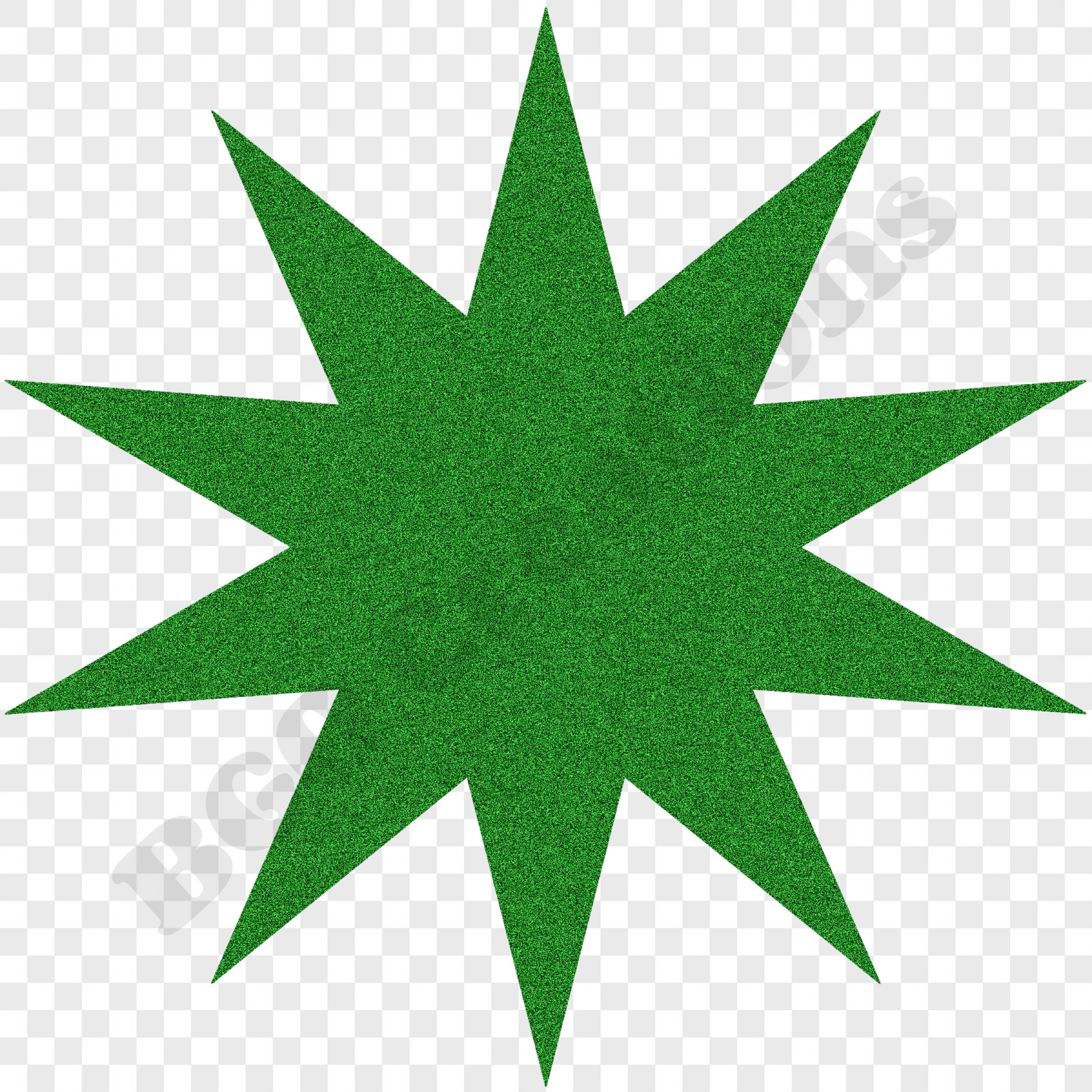 Green Glitter Stars PNG Bundle, 15 Star Images, Printable Stars Clipart ...