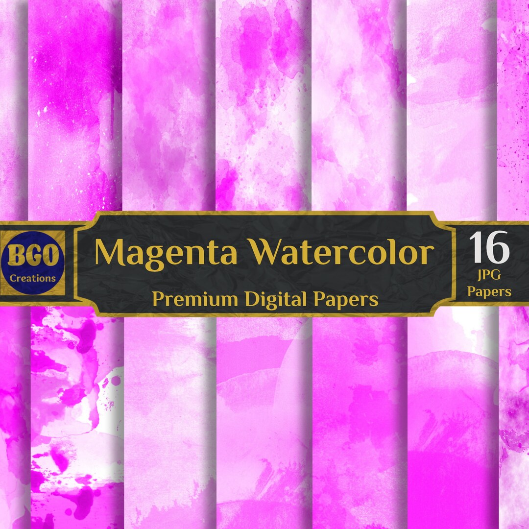 Magenta Watercolors Digital Paper Pack, 16 Scrapbooking Papers ...
