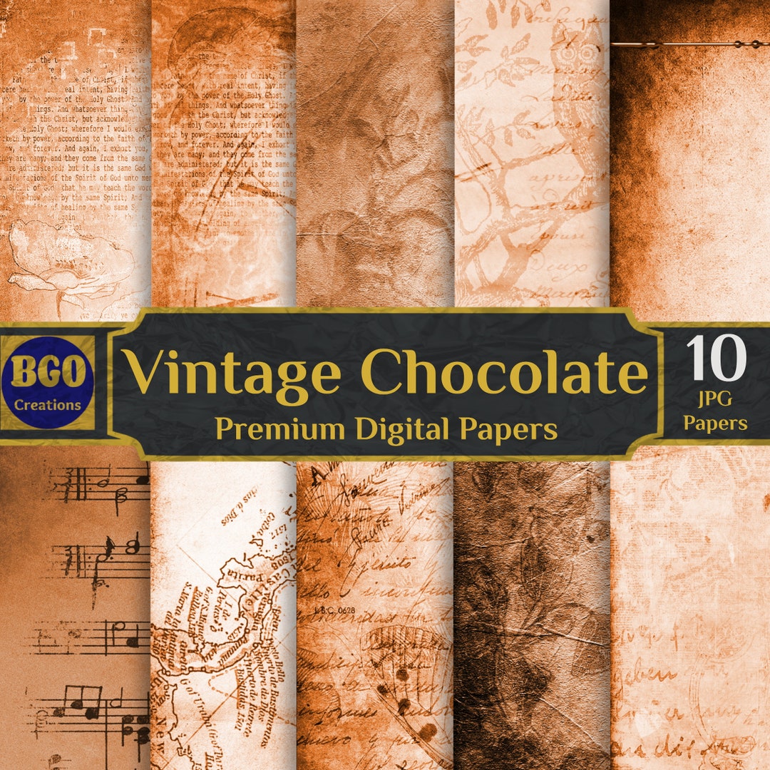 Vintage Chocolate Digital Paper, Vintage Ephemera, Antique Letters, 10 ...