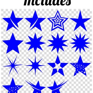 Blue Stars PNG Bundle, 15 Star Images, Printable Stars Clipart, Stars ...