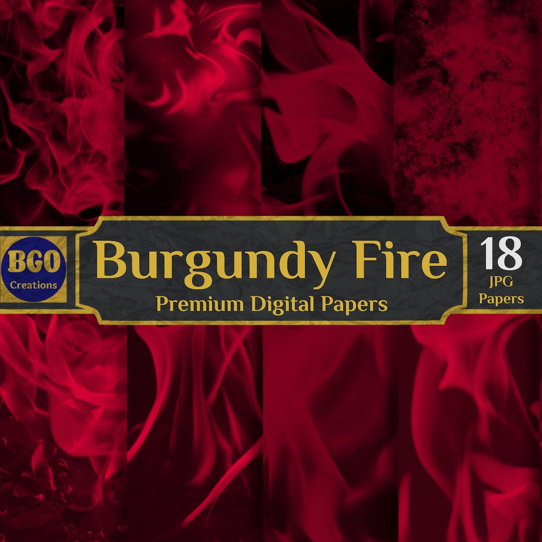 Burgundy Fire Textures Digital Paper Pack, 18 Scrapbooking Maroon ...
